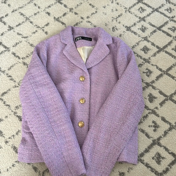 Zara | Jackets & Coats | Nwot Zara Lavender Tweed Blazer Suit Jacket ...